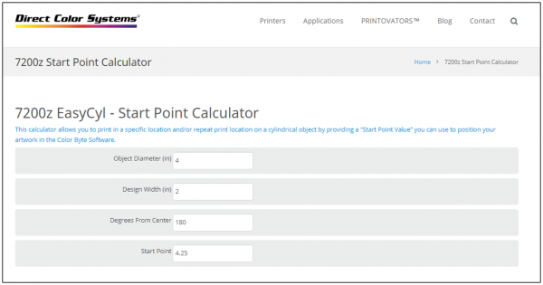 Tech Tip: 7200z Start Point Calculator - EasyCyl | Direct Color Systems
